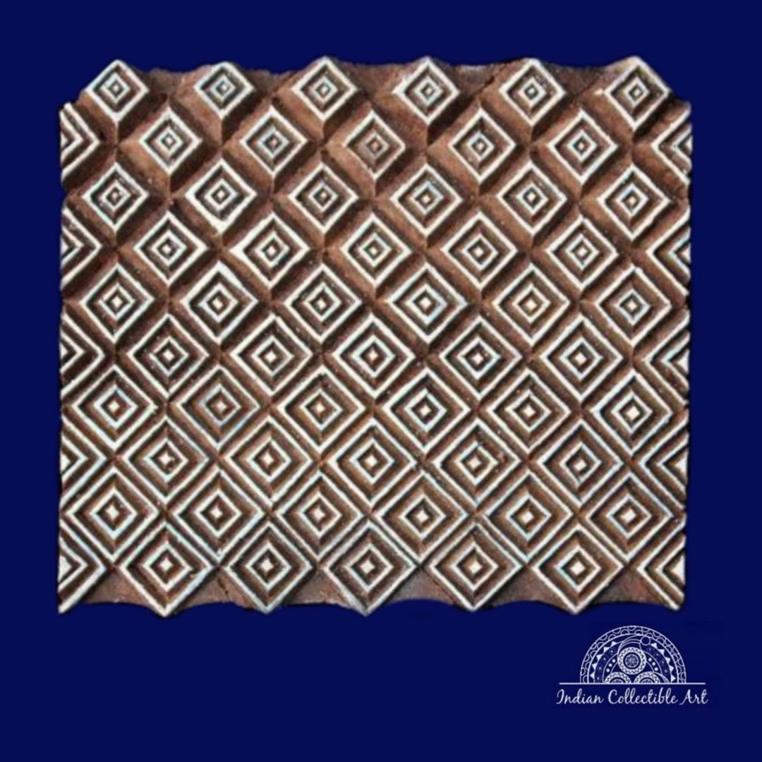 Wooden Printing Block of Geometrical Design Hand Carved Stamp Design - Etsy
