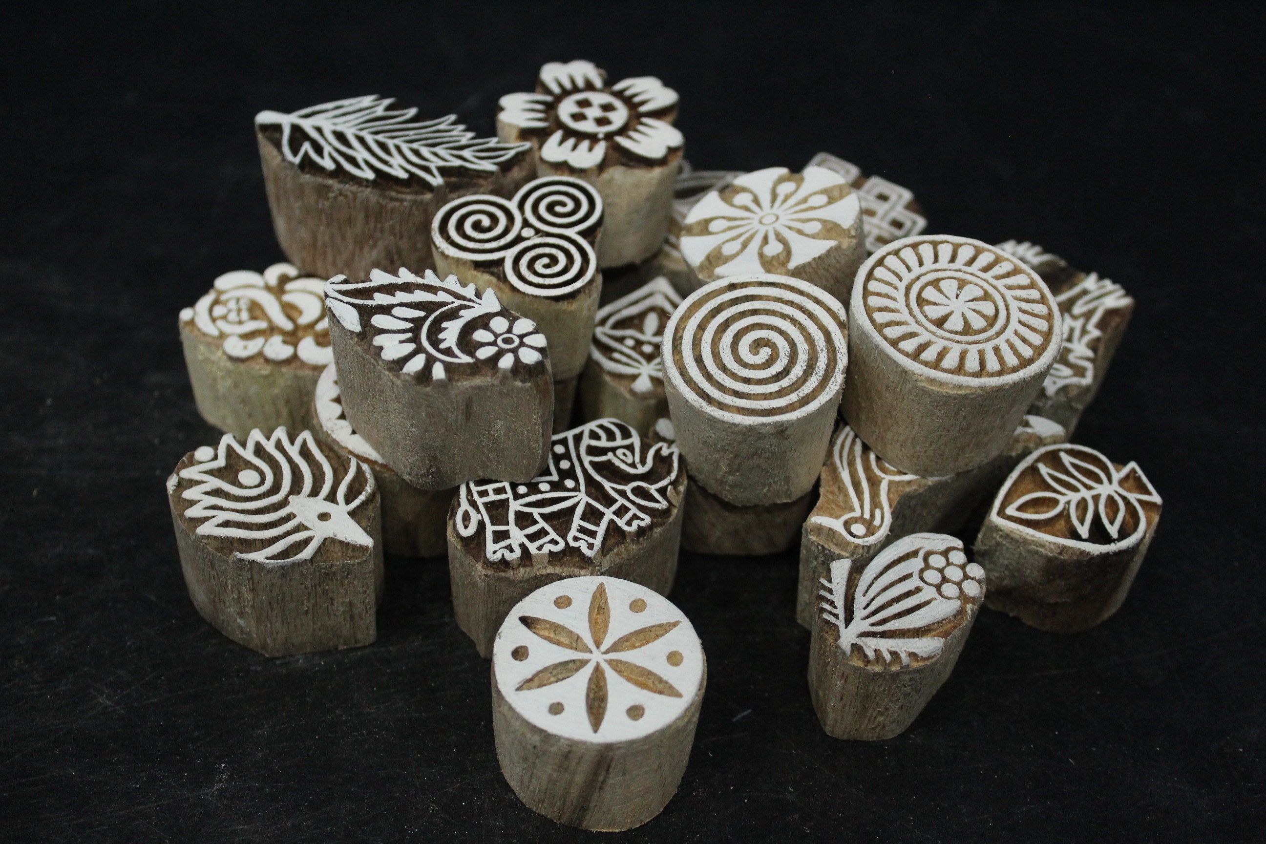 Wooden Printing Set of 22 Textile Different Designs Block Print Kids ...