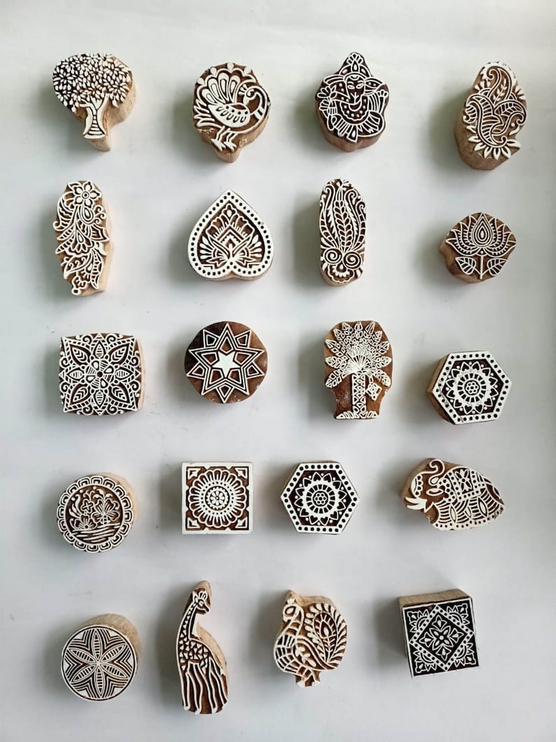 Wooden Printing Designs Set 20 of Textile Blocks Prints | Etsy