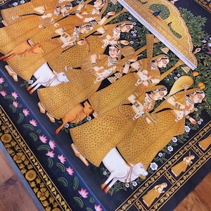 Handpainted Pichwai Painting: Gopikas Art on Cloth (4x4 Ft) - Etsy