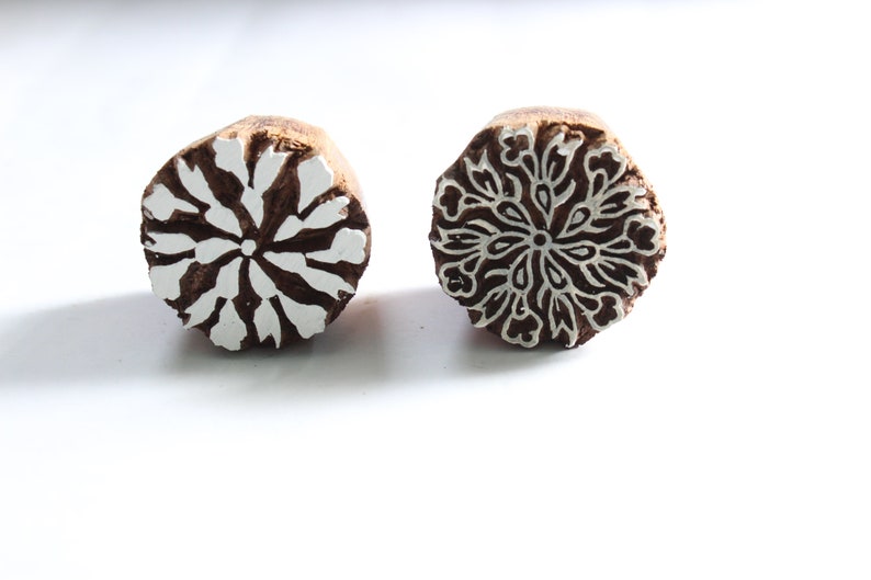 Wooden Stamp double block printing hand curved two color | Etsy