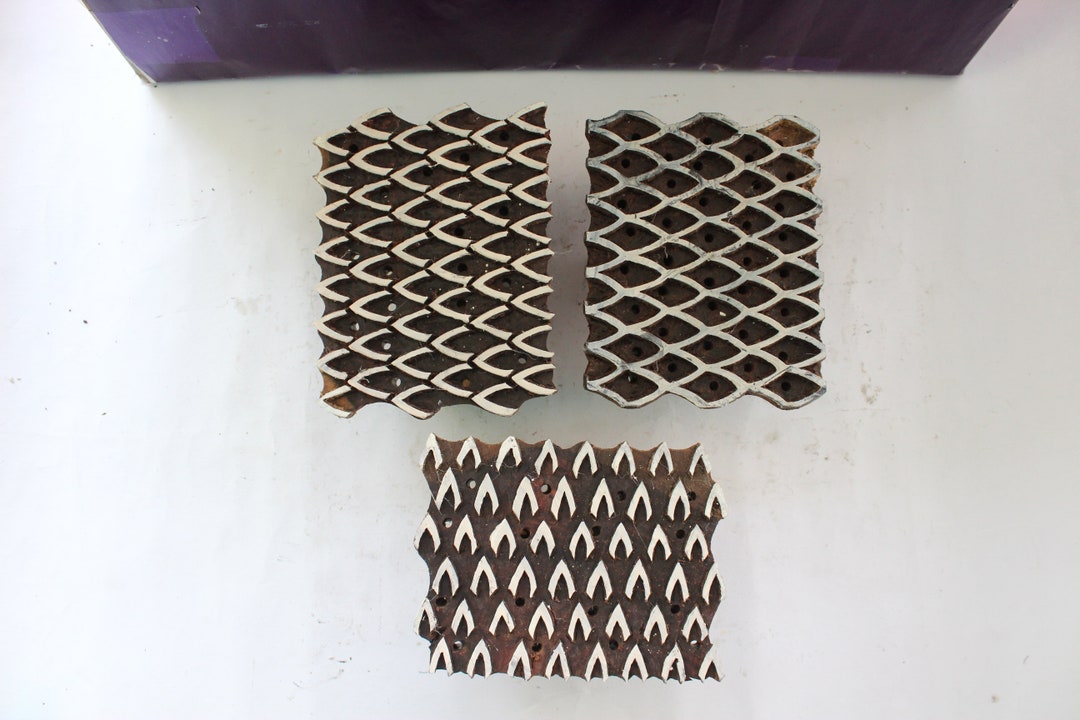 Tricolor Wooden Printing Block Patter Stamps Textile Hand Curved ...