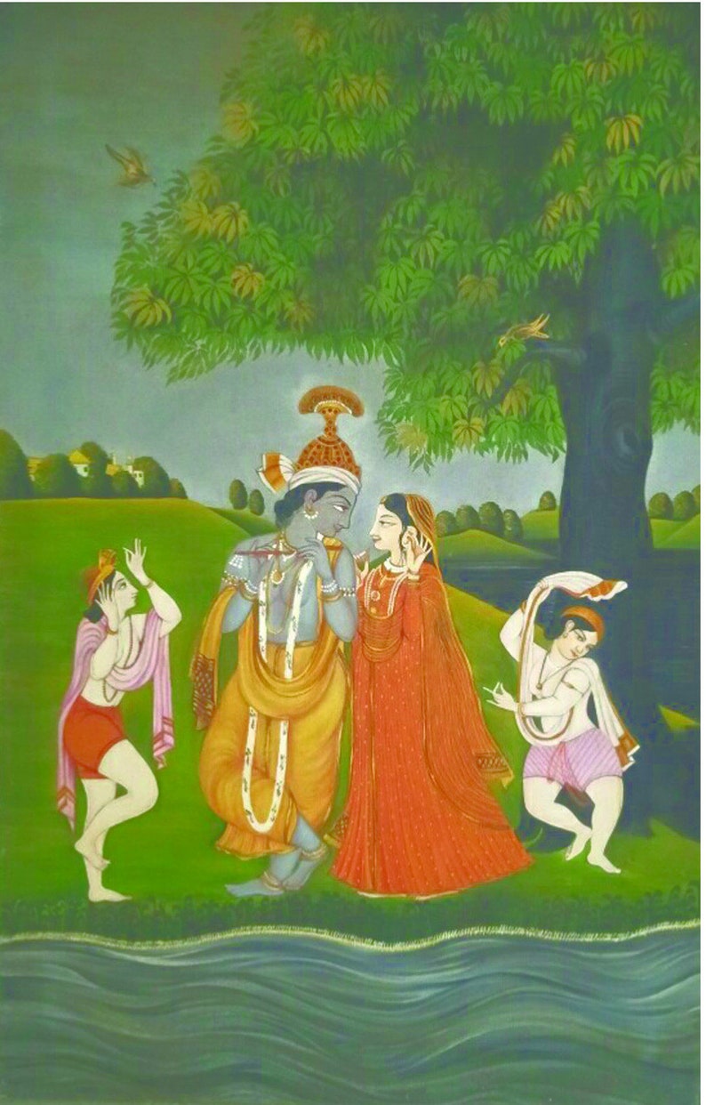 Kangra Style Krishna Radha Miniature Painting | Etsy