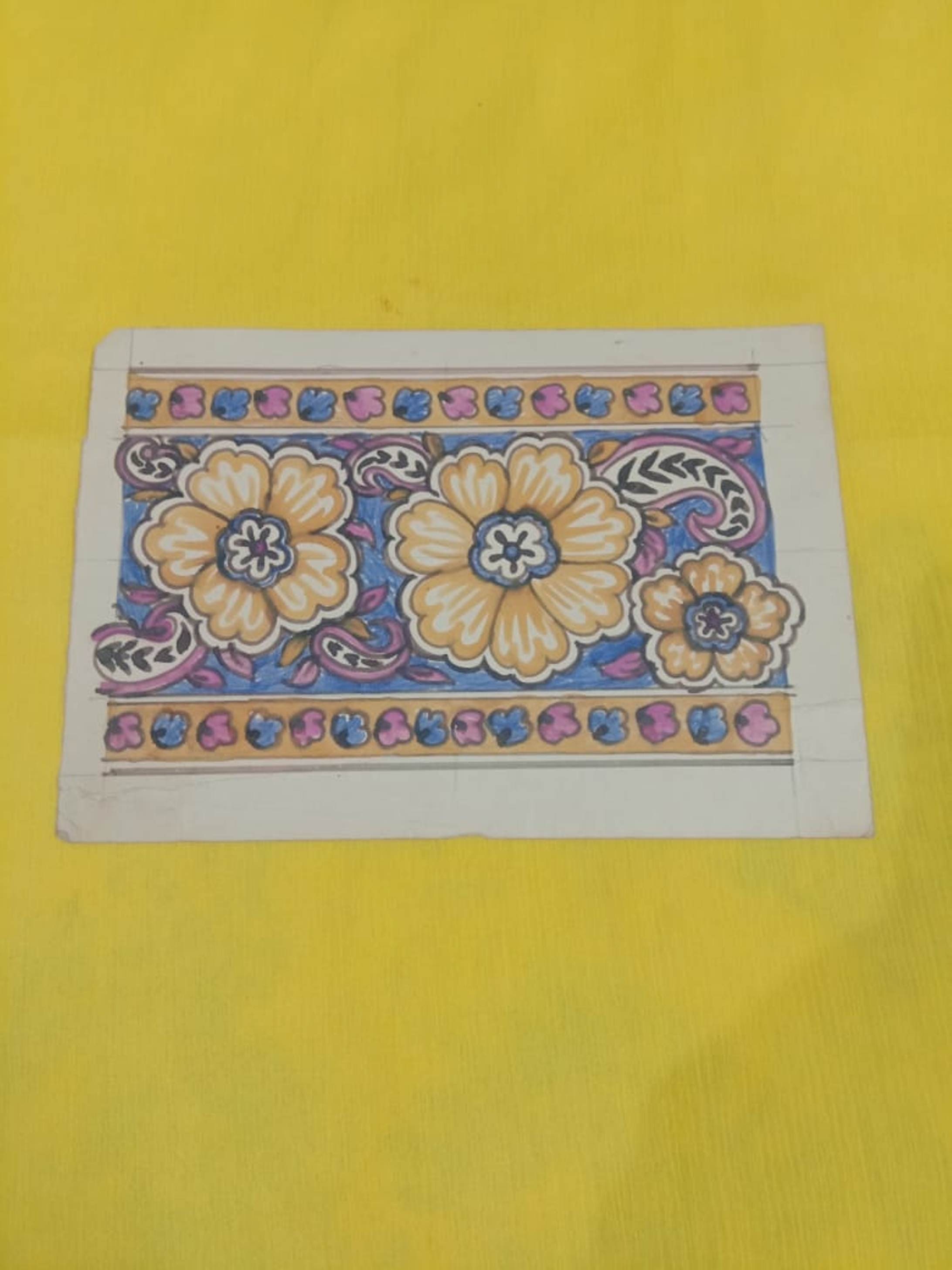 Vintage Floral Designs Hand Painted on Old Paper Collectible - Etsy