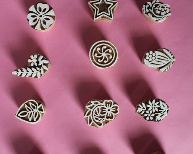 Small Miniature Set of 12 Different Designs Wooden Printing - Etsy