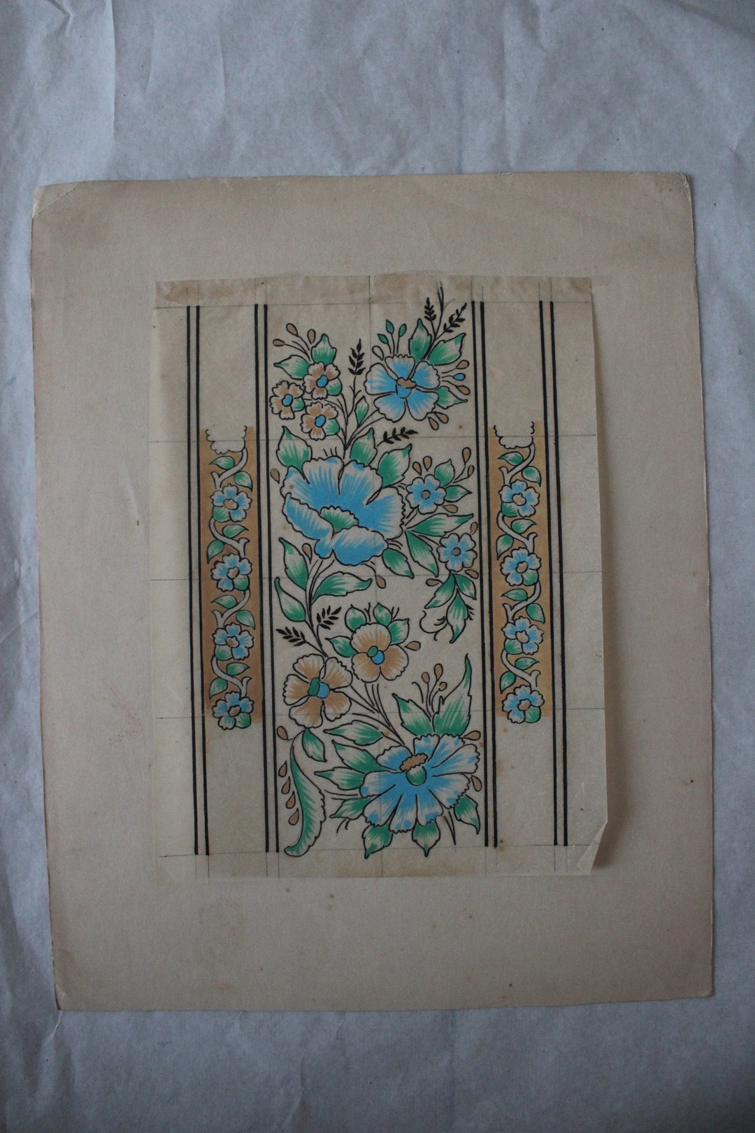 Indian Hand Crafted Textile Design Vintage Old Paper Artwork - Etsy