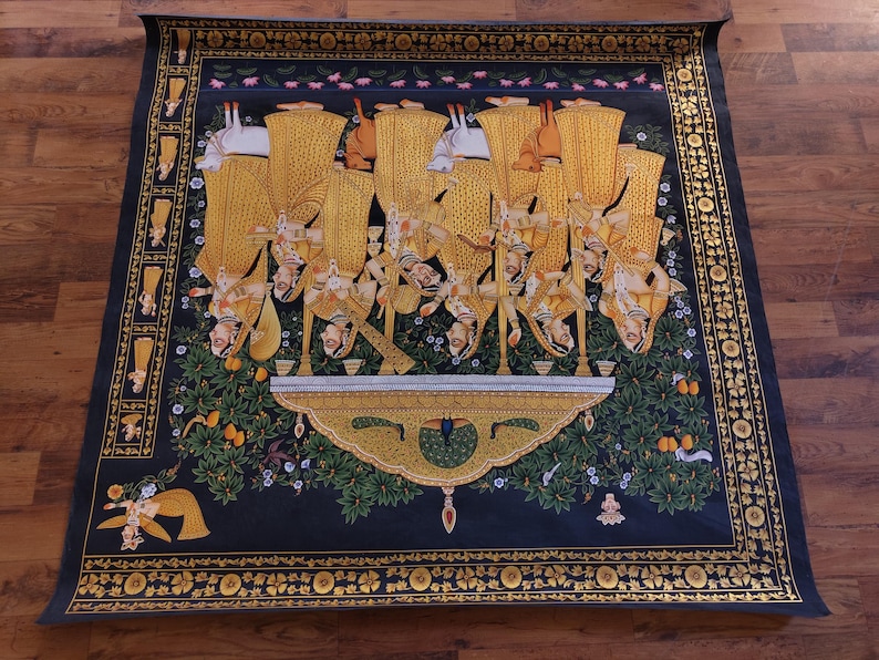 Handpainted Pichwai Painting: Gopikas Art on Cloth (4x4 Ft) - Etsy