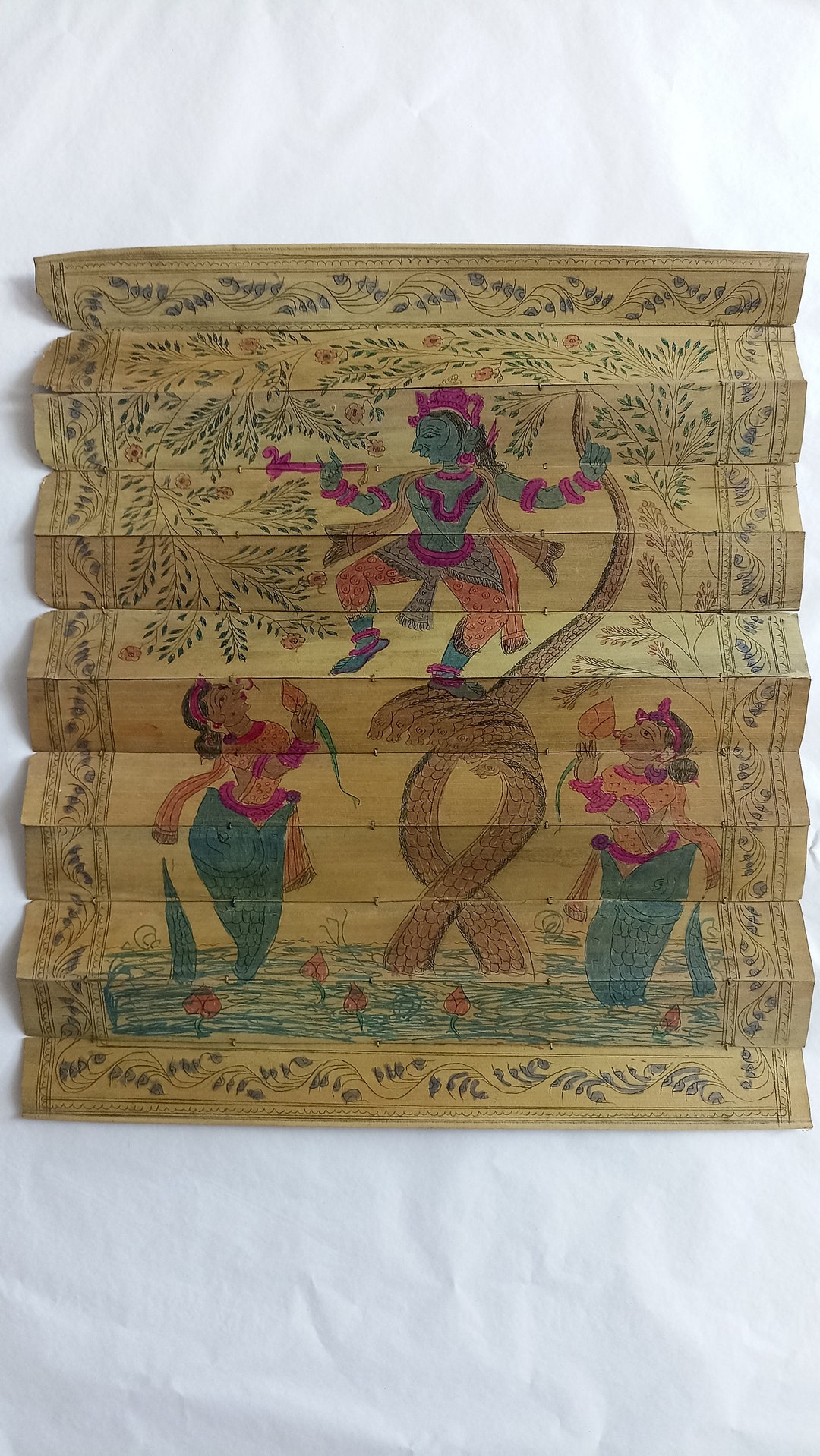 Indian Manuscript Rare Pattachitra Tantra Painting on Palm Leaf 1900s ...