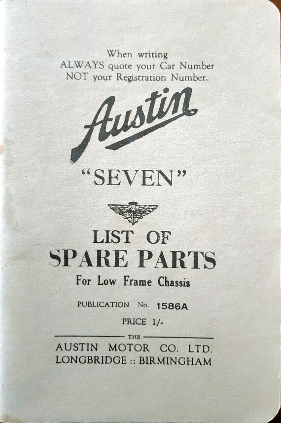 Austin Seven Spare Parts Catalogue | Reviewmotors.co