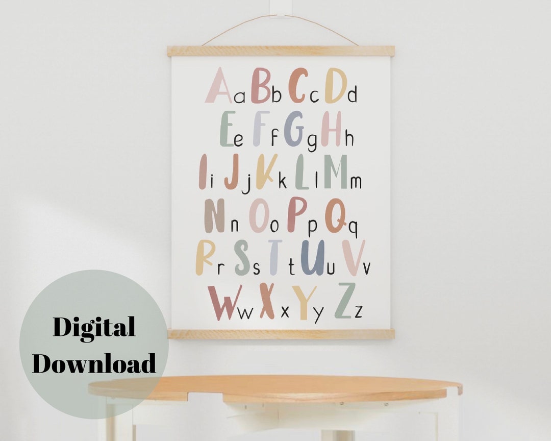 Alphabet Poster ABC Wall Art Alphabet Print Wall Art Neutral Nursery ...