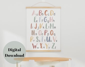 Neutral Nursery Alphabet Wall Art ABC Printable Poster - Etsy