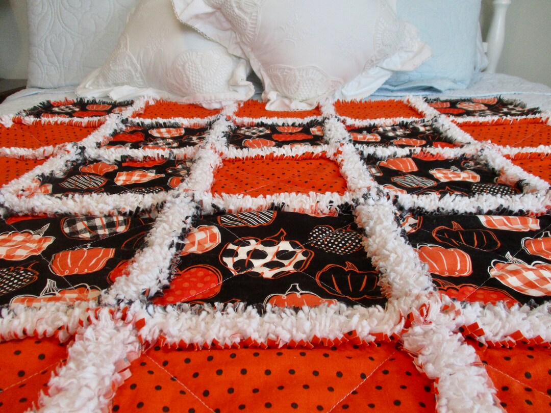 Pumpkin Rag Quilt / Fall Rag Quilt / Halloween Rag Quilt / Handmade ...