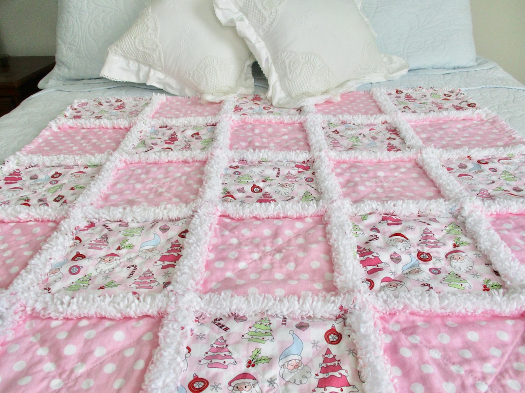 Christmas Rag Quilt / Santa Rag Quilt / Handmade Baby Rag Quilt / Child ...