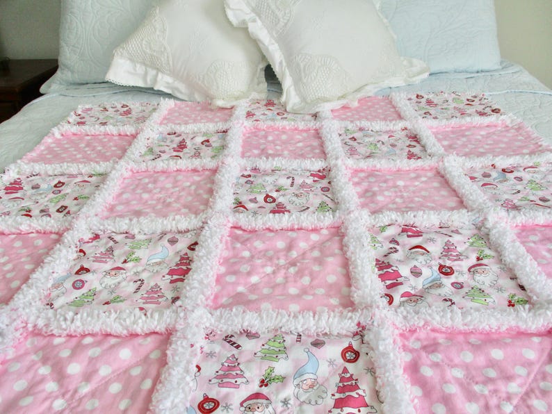 Christmas Rag Quilt / Santa Rag Quilt / Handmade Baby Rag Quilt / Child ...