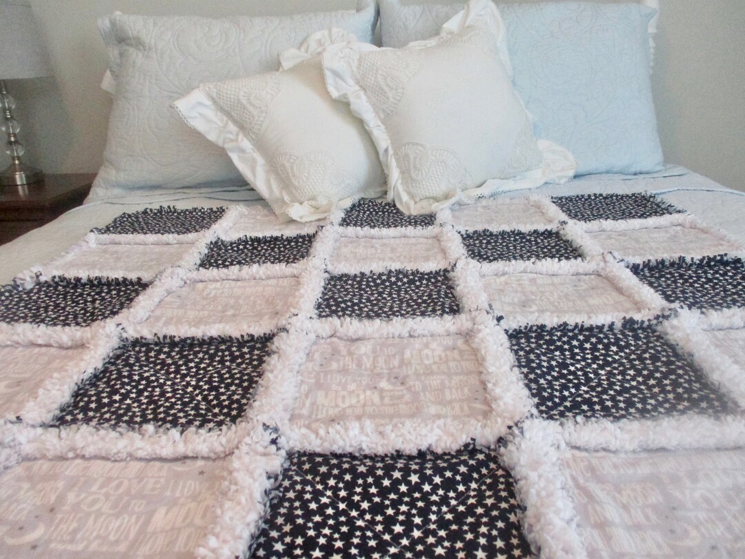 I Love You to the Moon Rag Quilt / Handmade Baby Rag Quilt / Child Rag ...
