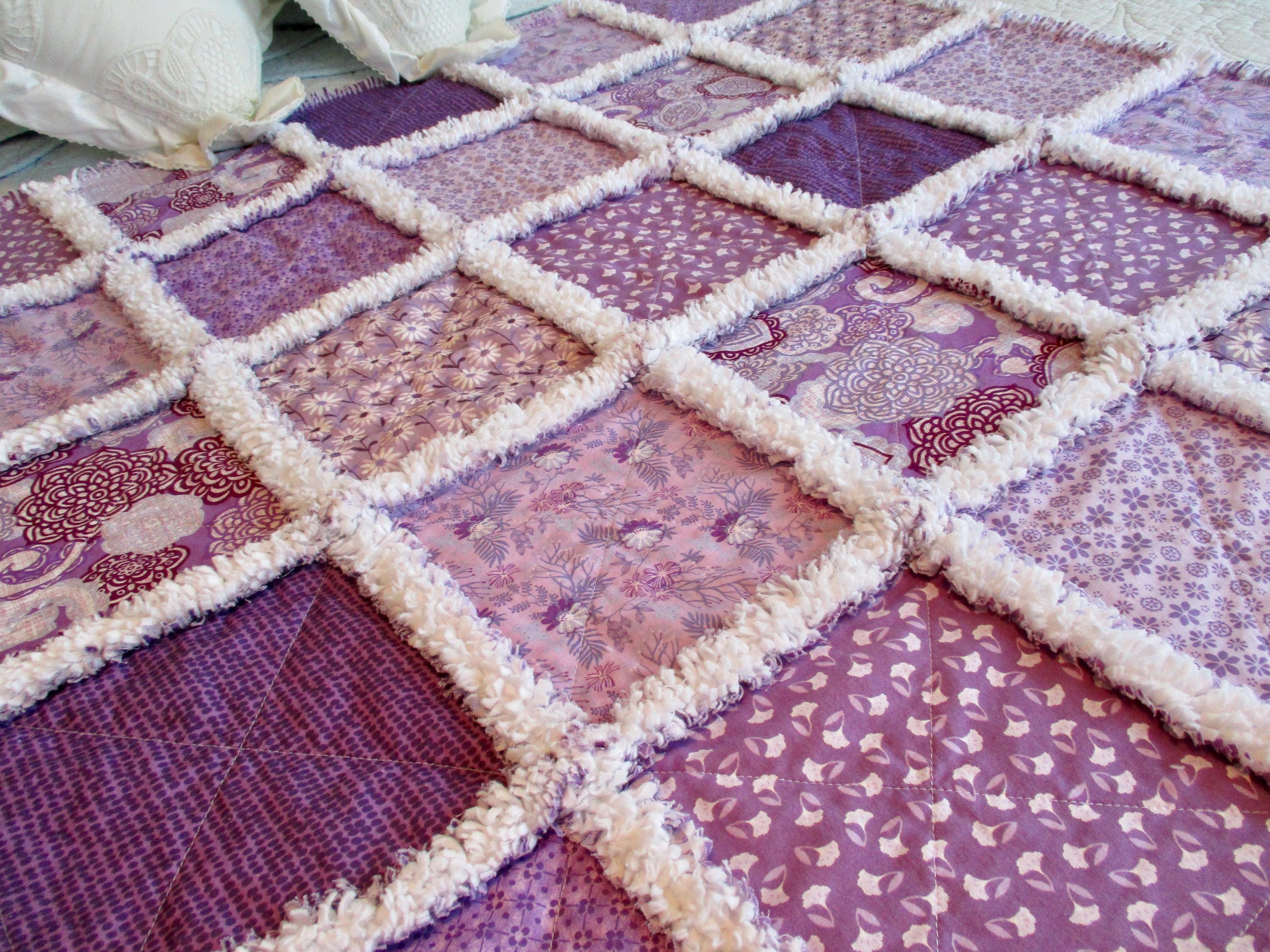Patchwork Rag Quilt / Vintage Rag Quilt / Handmade Baby Rag Quilt ...