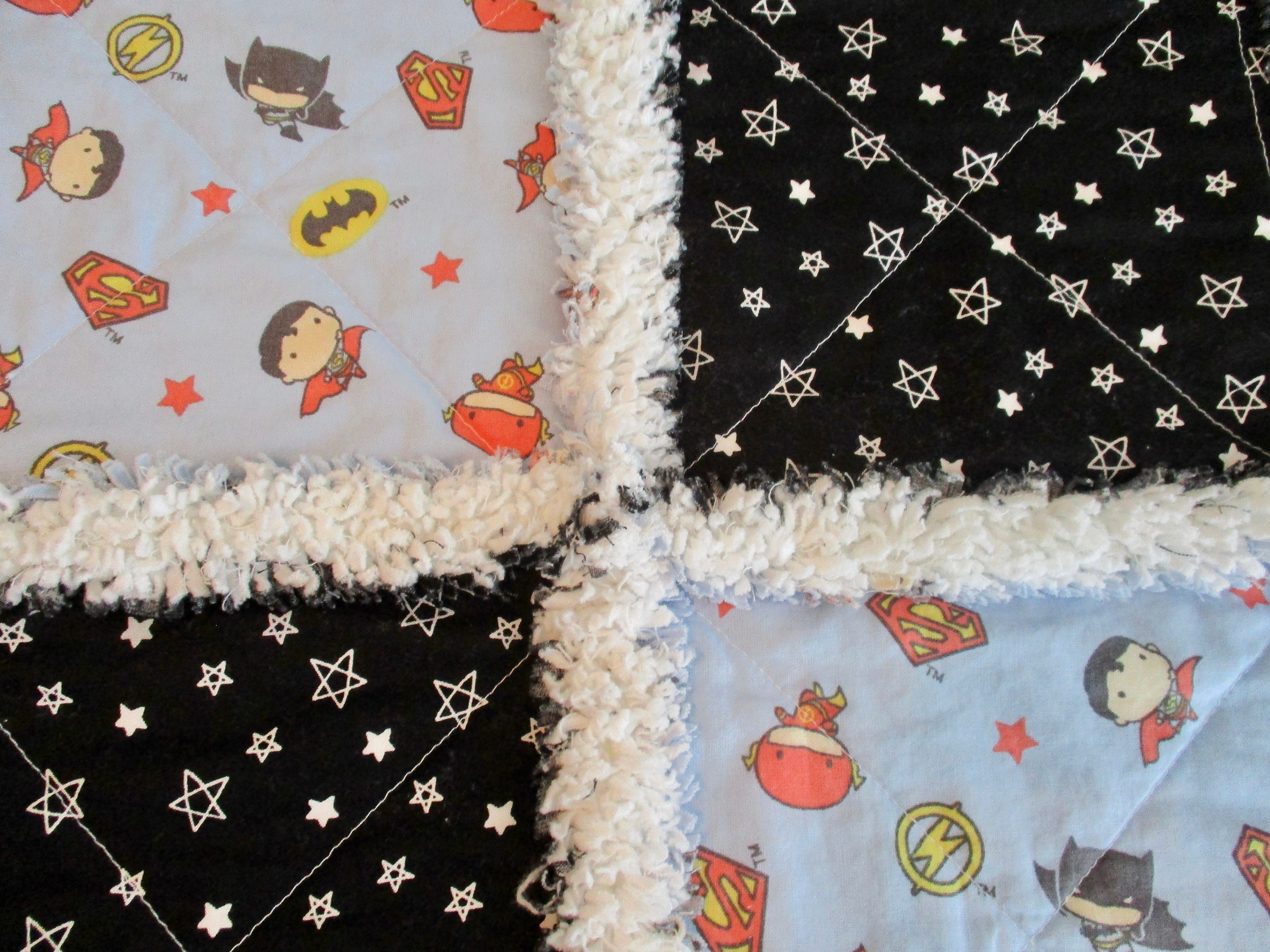 DC Superhero Rag Quilt / Batman Superman Flash Rag Quilt / - Etsy