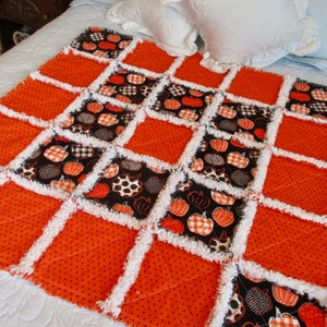 Pumpkin Rag Quilt / Fall Rag Quilt / Halloween Rag Quilt / Handmade ...