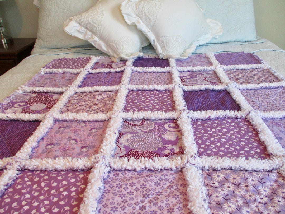 Patchwork Rag Quilt / Vintage Rag Quilt / Handmade Baby Rag Quilt ...