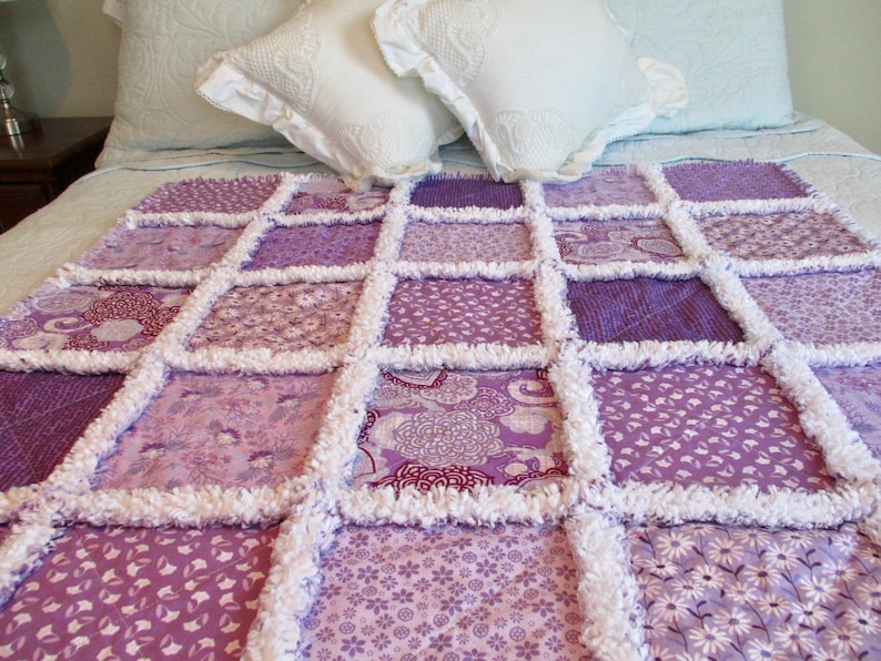 Patchwork Rag Quilt / Vintage Rag Quilt / Handmade Baby Rag Quilt ...