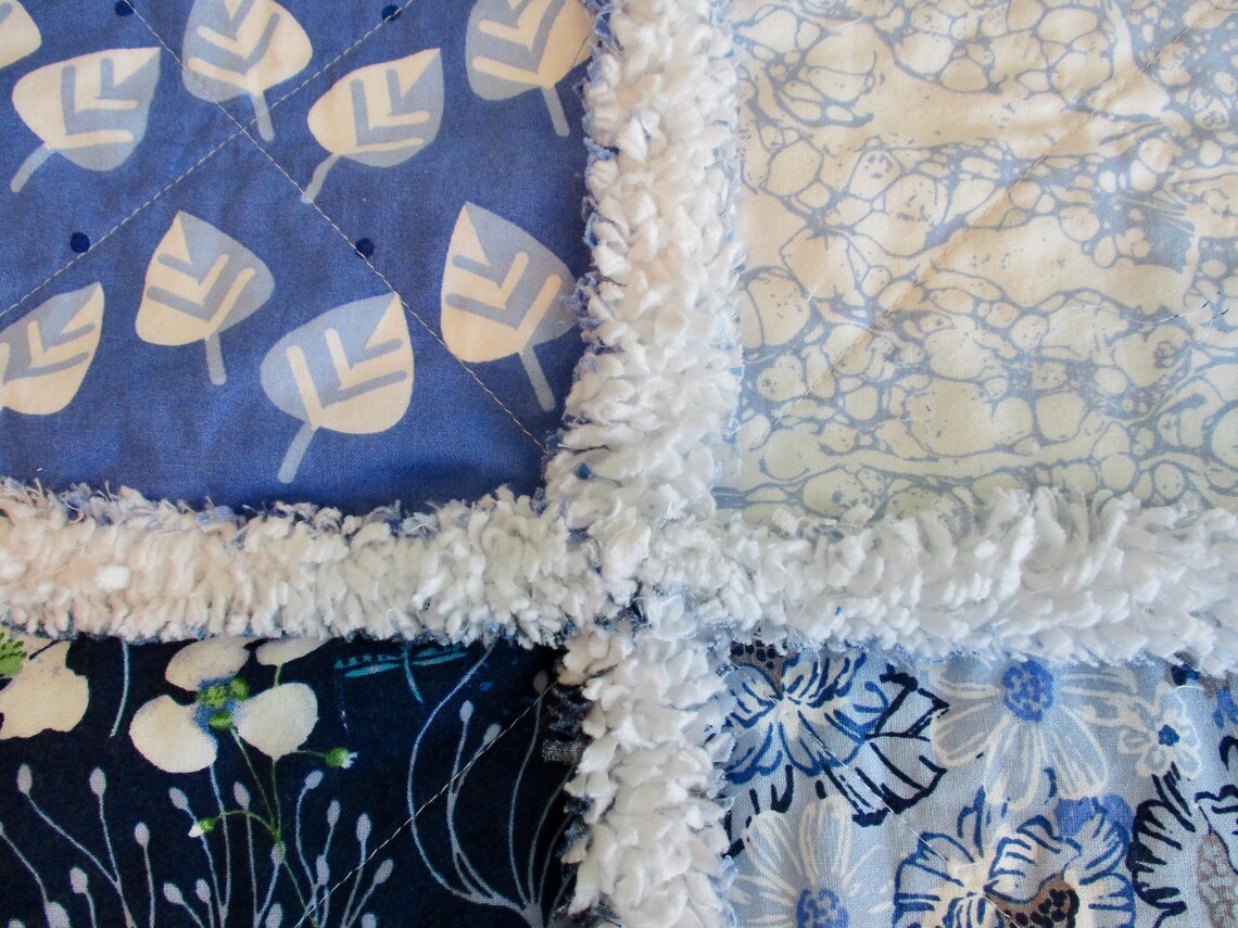 Patchwork Flower Rag Quilt / Vintage Rag Quilt / Handmade Baby Rag ...