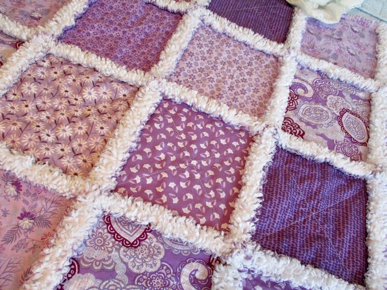 Patchwork Rag Quilt / Vintage Rag Quilt / Handmade Baby Rag Quilt ...