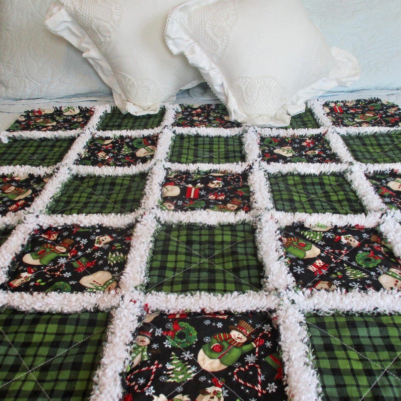 Snowman Rag Quilt - Etsy