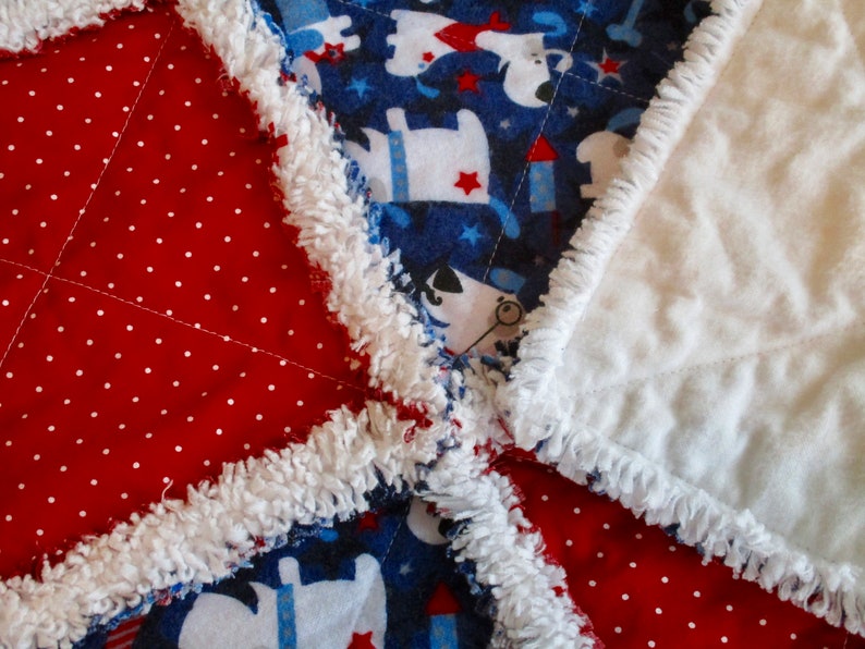Patriotic Puppy Rag Quilt / Dog Rag Quilt / Flag Rag Quilt / | Etsy