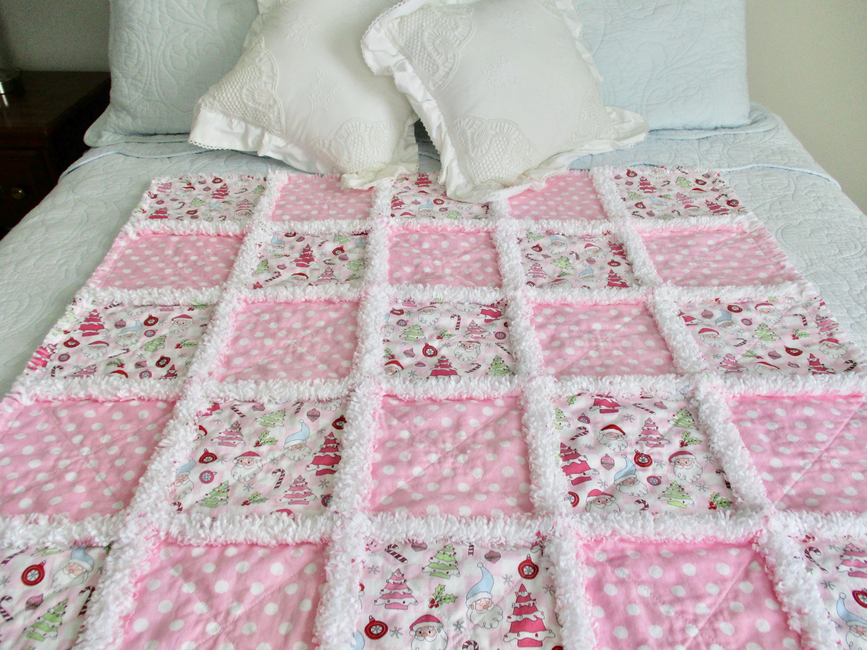 Christmas Rag Quilt / Santa Rag Quilt / Handmade Baby Rag Quilt / Child ...