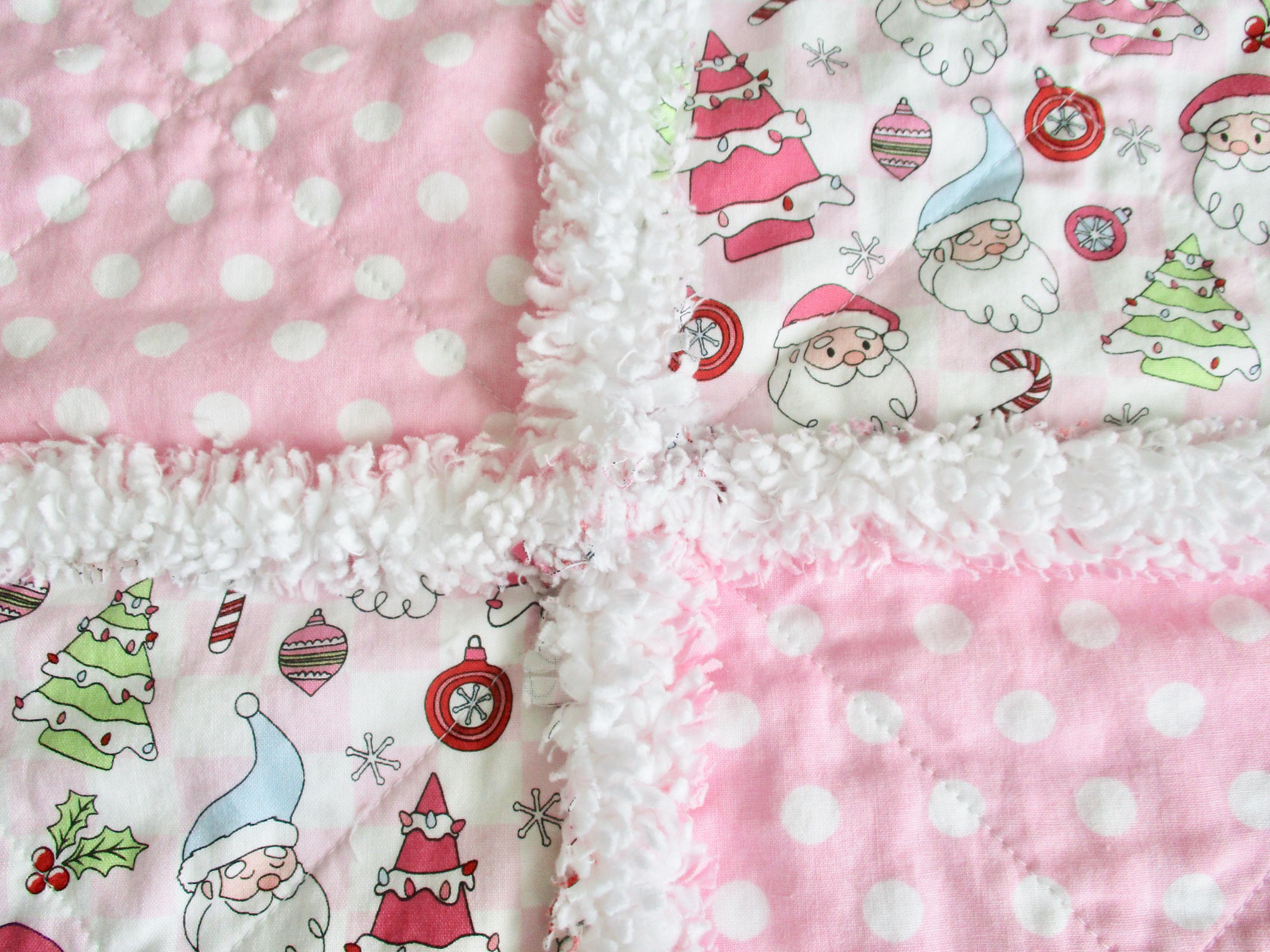 Christmas Rag Quilt / Santa Rag Quilt / Handmade Baby Rag Quilt / Child ...