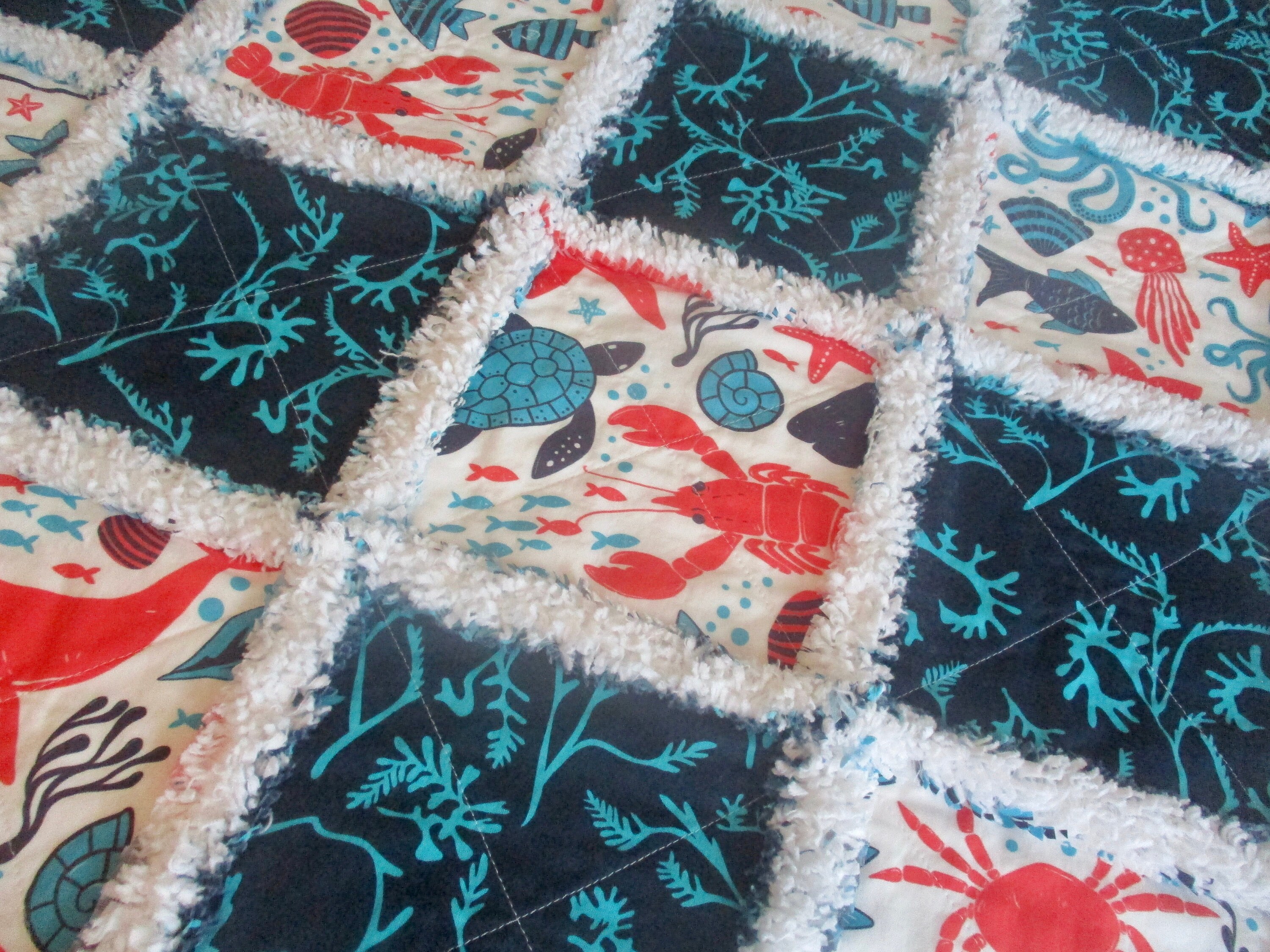 Under the Sea Rag Quilt / Nautical Rag Quilt / Baby Rag Quilt / Child ...