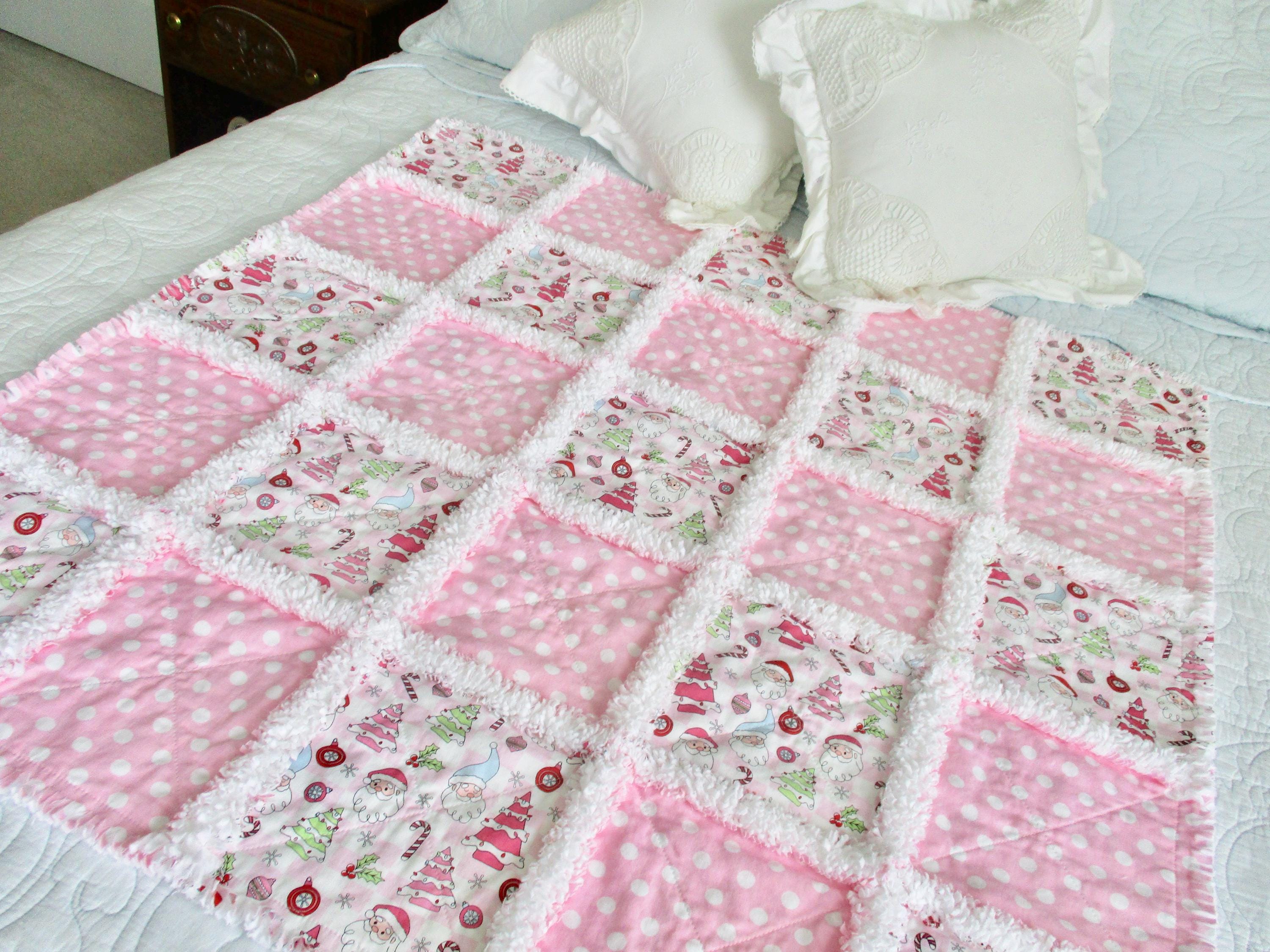 Christmas Rag Quilt / Santa Rag Quilt / Handmade Baby Rag Quilt / Child ...