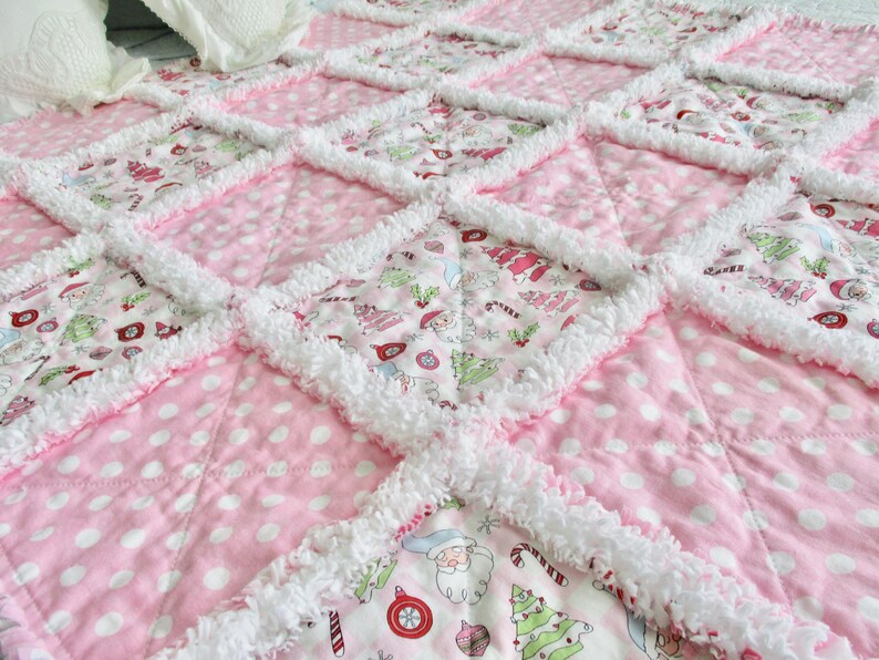 Christmas Rag Quilt / Santa Rag Quilt / Handmade Baby Rag Quilt / Child ...