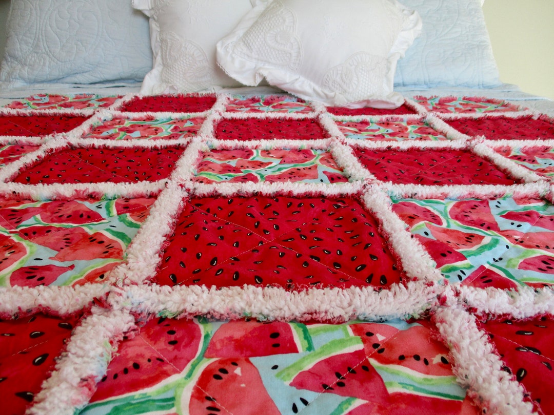 Watermelon Rag Quilt / Handmade Baby Rag Quilt / Child Rag Quilt ...