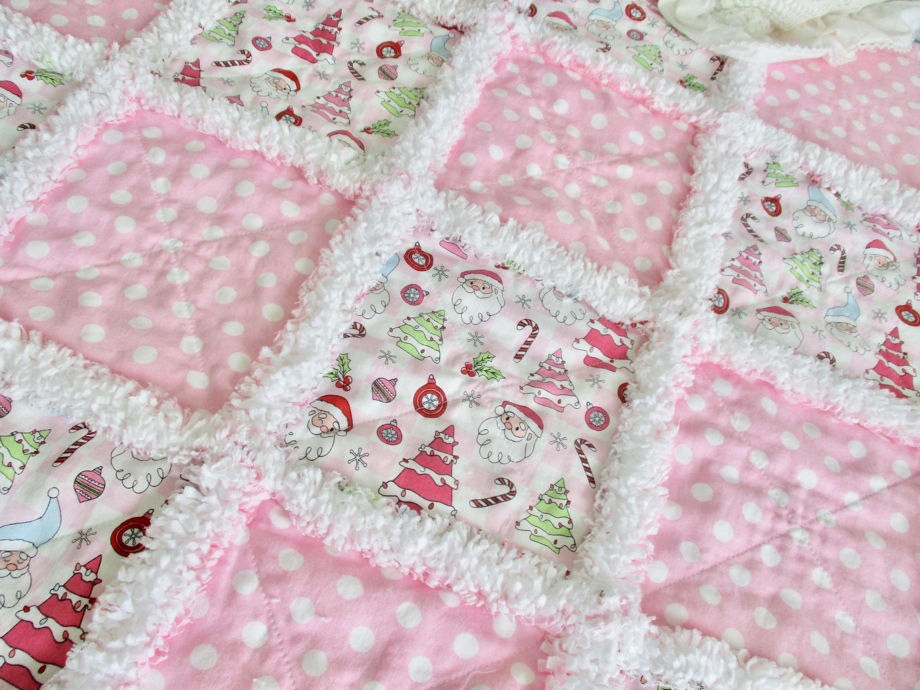 Christmas Rag Quilt / Santa Rag Quilt / Handmade Baby Rag Quilt / Child ...