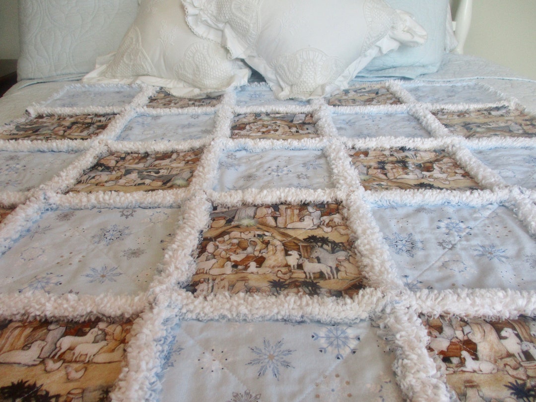 Christmas Rag Quilt / Nativity Rag Quilt / Handmade Baby Rag Quilt ...