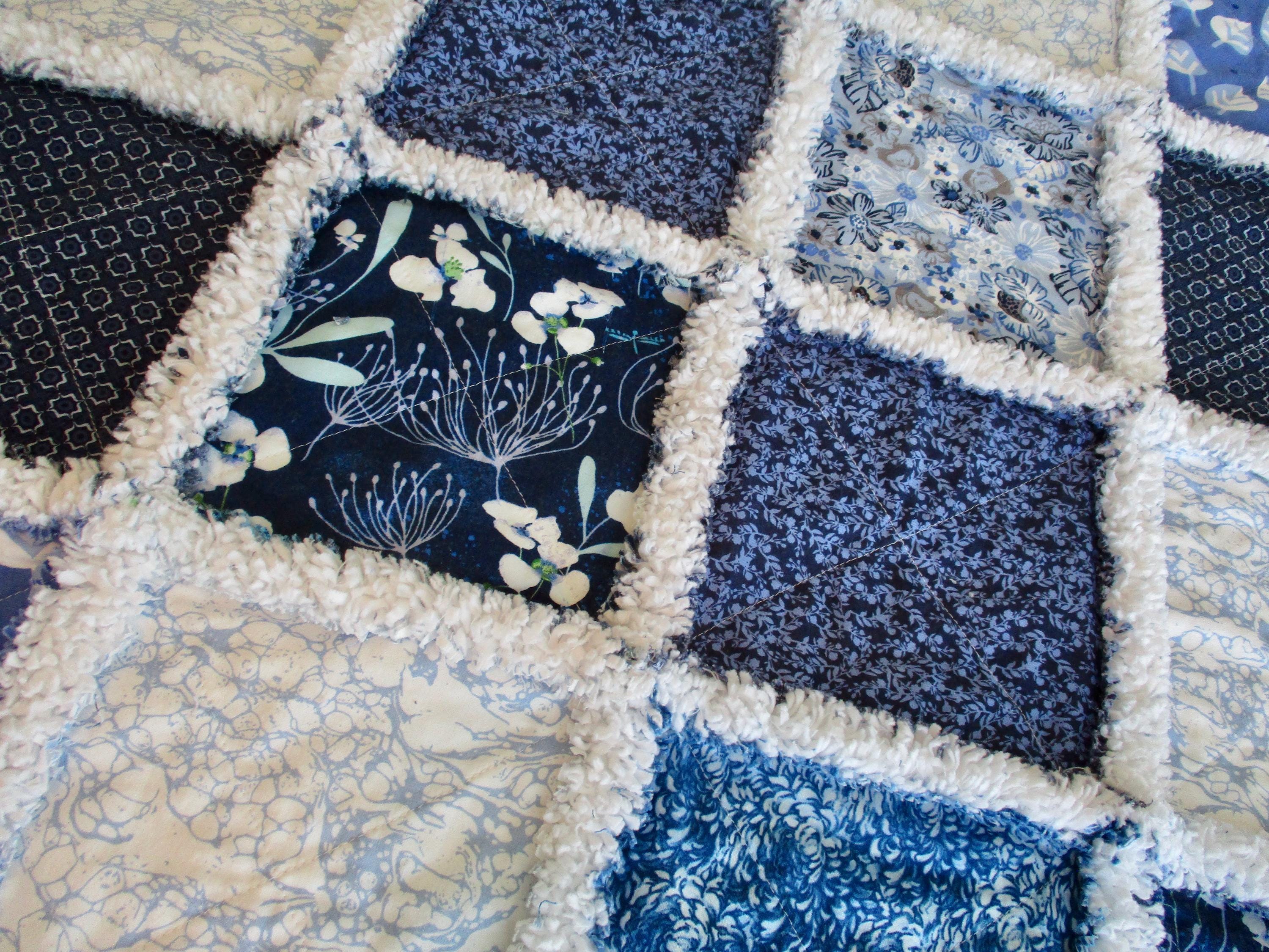 Patchwork Flower Rag Quilt / Vintage Rag Quilt / Handmade Baby Rag ...