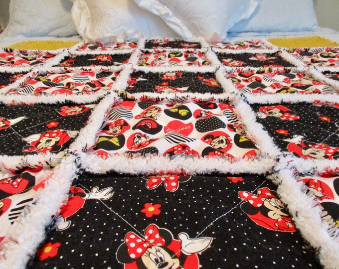 Minnie Mouse Rag Quilt / Baby Rag Quilt / Child Rag Quilt / Quilted ...