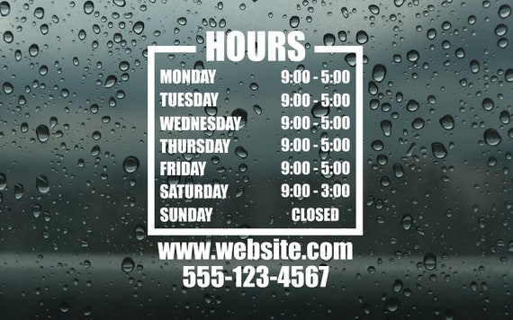 Custom Store Hours Decal Vinyl Decal Store Front Cut Decal - Etsy