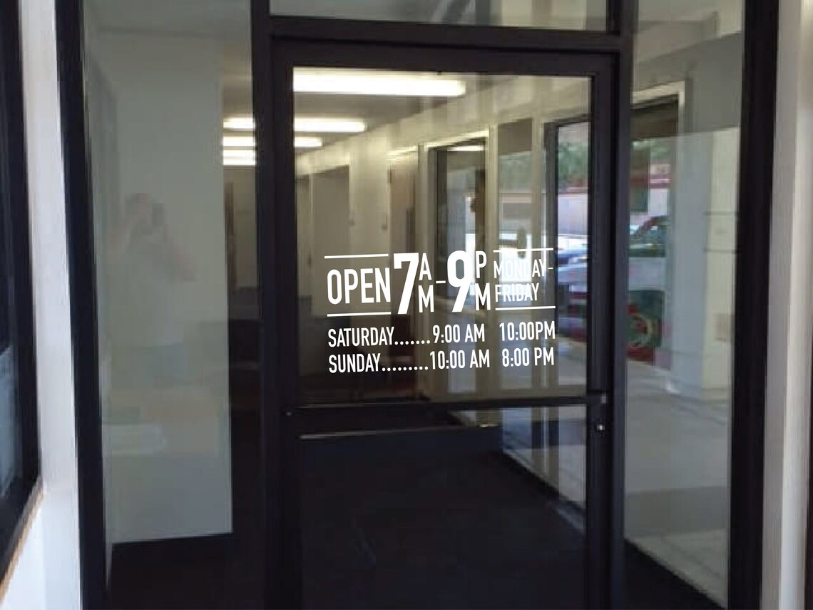 Store Hours Decal Vinyl Decal Store Front Cut Decal Hours - Etsy