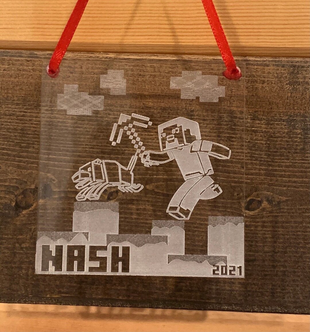 Customizable Minecraft Christmas Acrylic Engraved Ornament. - Etsy
