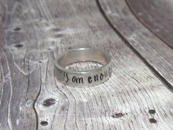 I Am Enough Pewter Ring Daily Inspiration Rings Stamped Jewelry Personalized Rings Custom Rings Etsy