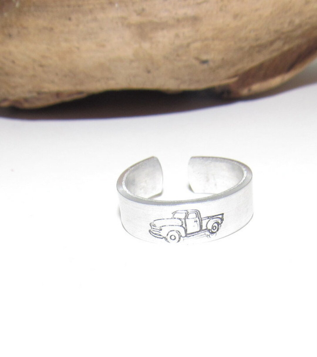 Old Truck Ring, Little Red Truck Ring, Personalized Adjustable Stamped ...