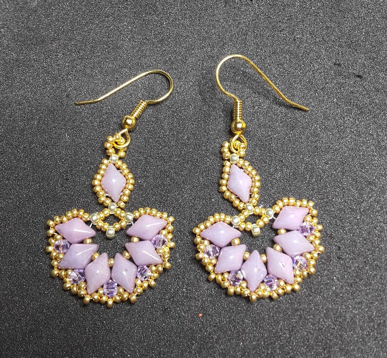 Beaded Earring Pattern, Tutorial, Super Simple Diamond Duo Earrings ...