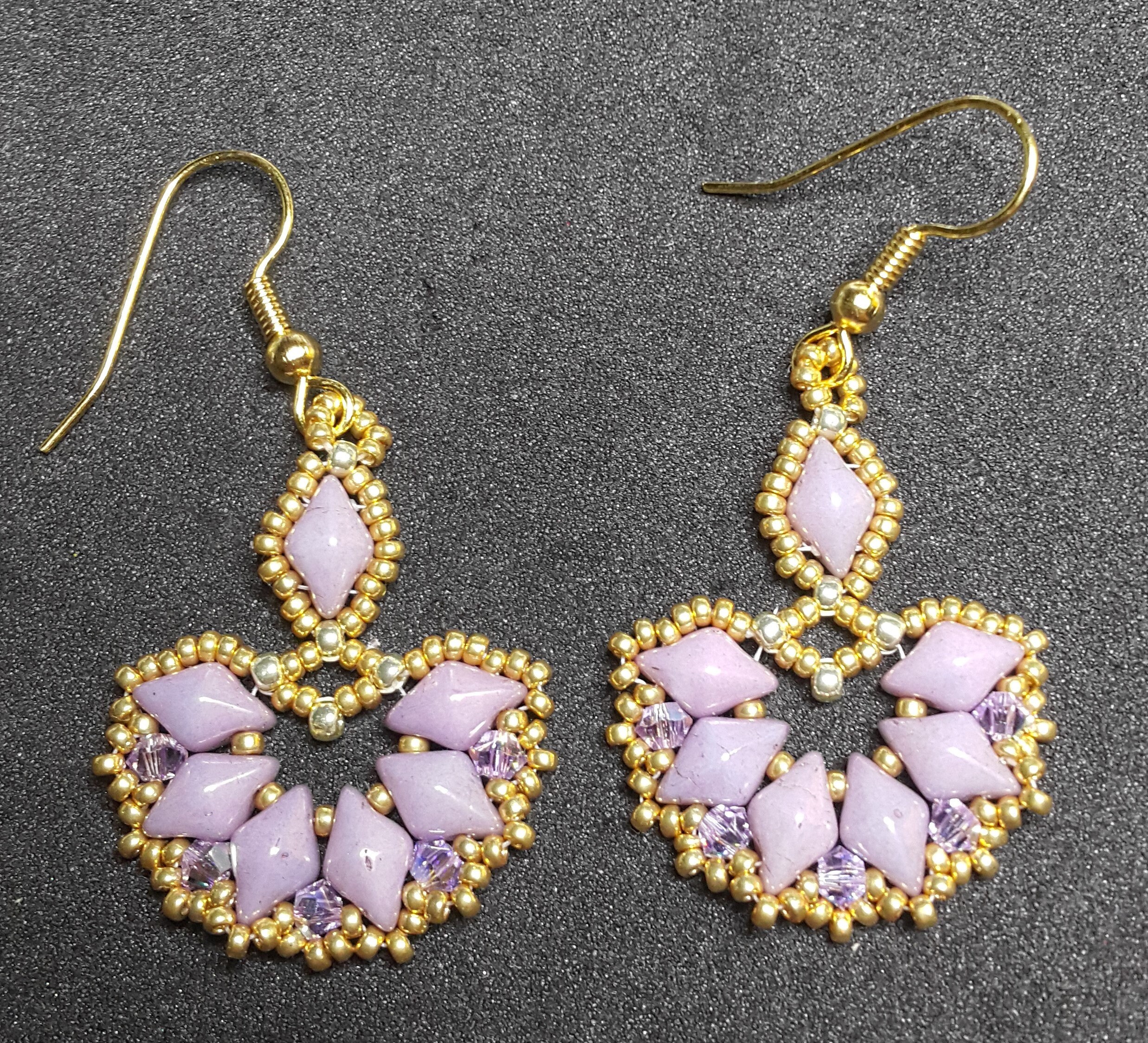 Beaded Earring Pattern, Tutorial, Super Simple Diamond Duo Earrings ...
