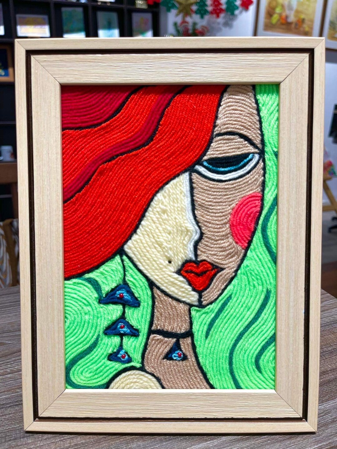 Crochet Face Yarn Drawing Artwork/unique Artwork - Etsy