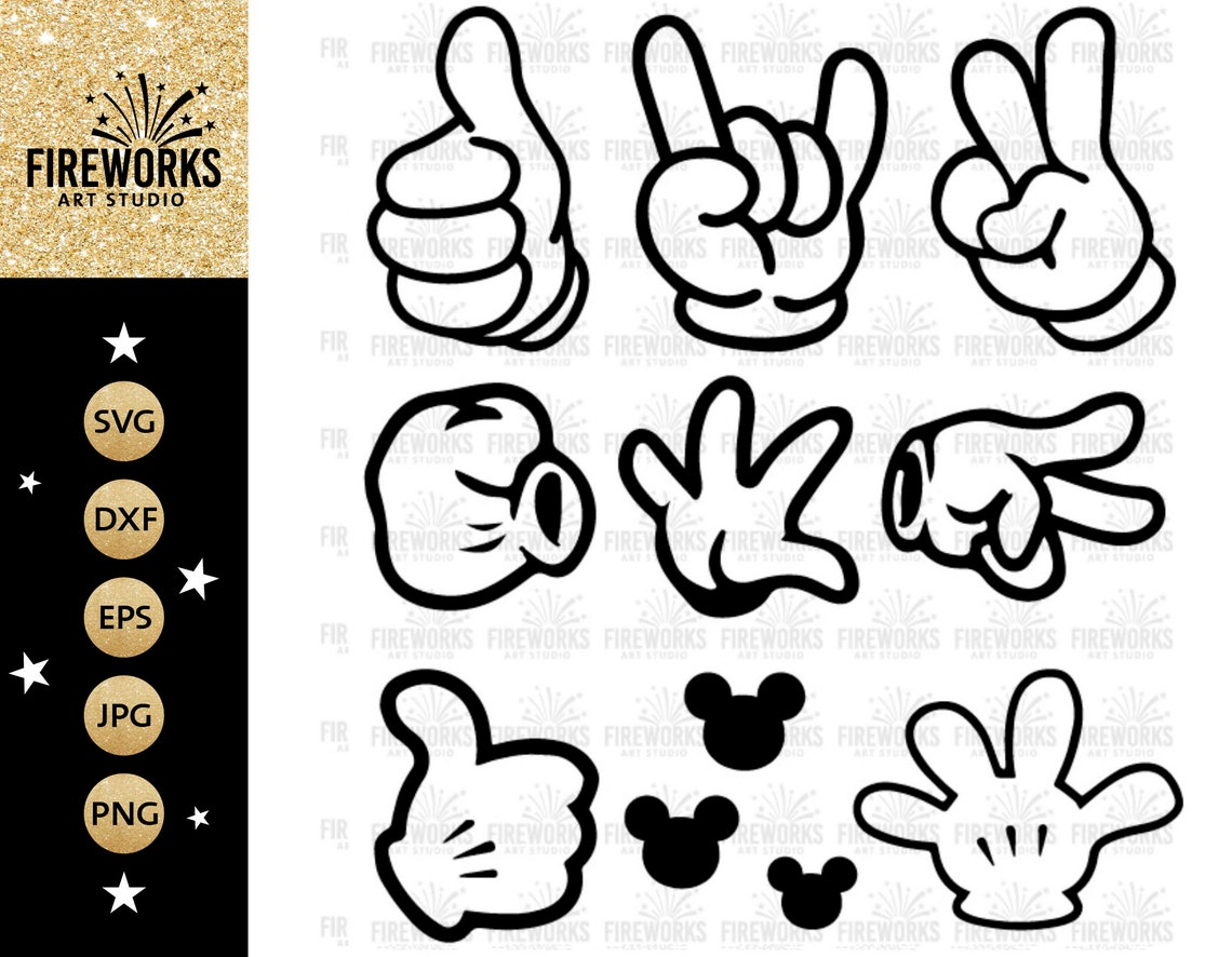 Mickey Mouse Hands Gloves Fingers Bundle Svg Birthday Disney Etsy