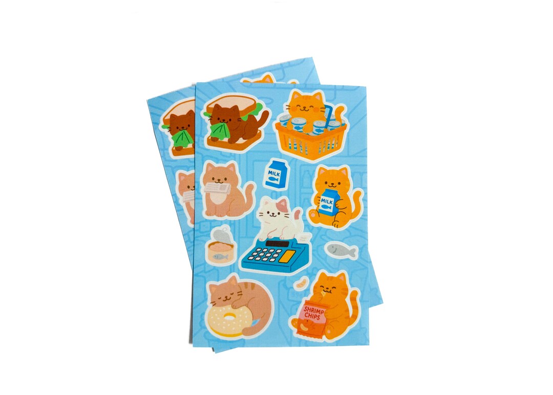 Bodega Cats (qty.2) || Bodega Cat Sticker Sheet + Kawaii Store Cats ...