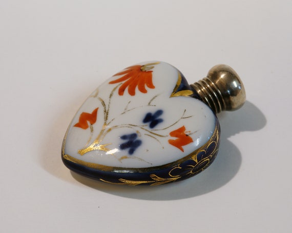 Heart shaped ceramic perfume bottle with silver top B… - Gem