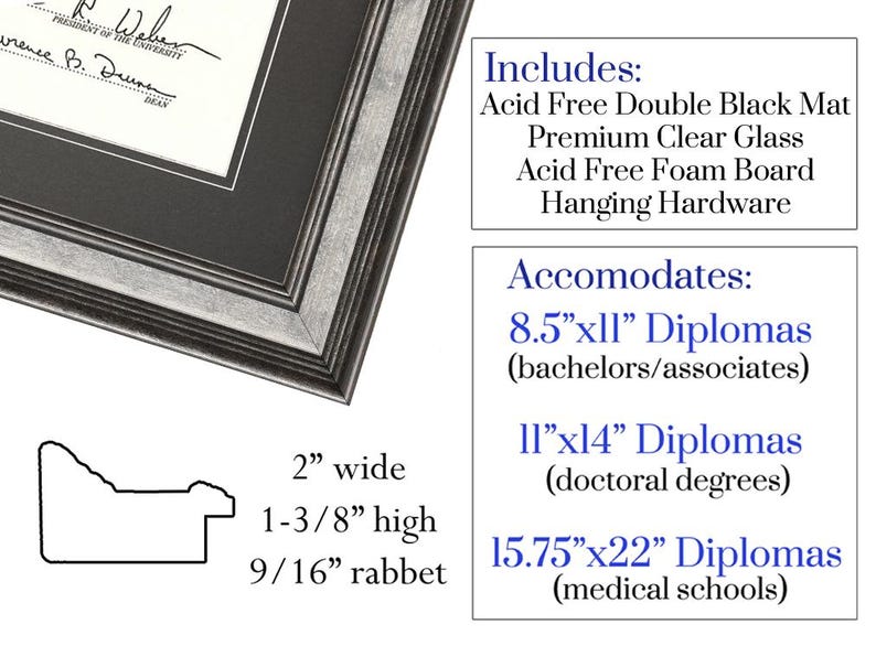 Modern Silver Diploma Frame, Professional Frame for College Degree ...